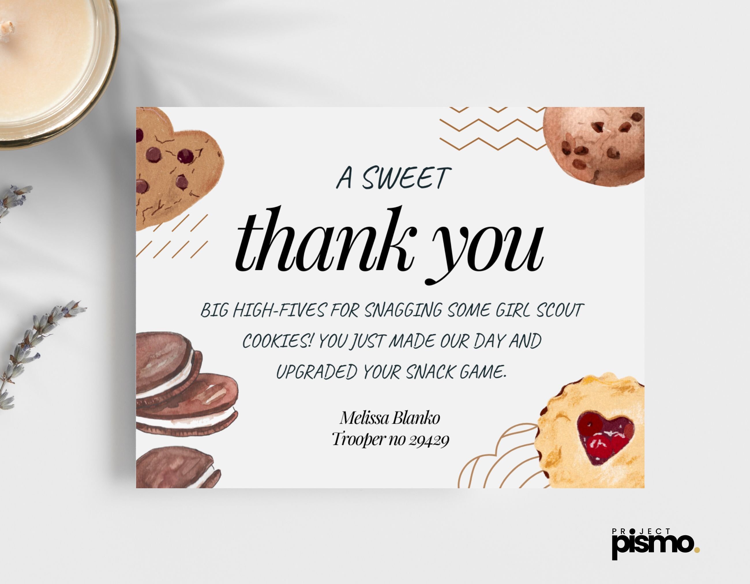 Girl Scouts Thank You Card, Canva Editable Template, Girl Scouts ...