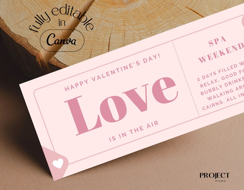 Spa Weekend Voucher Editable Template Printable Valentines - Etsy