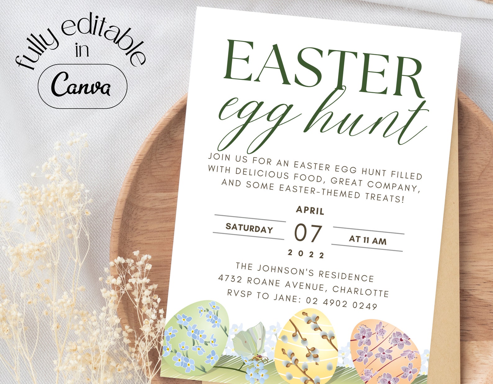 Editable Easter Egg Hunt Invitation Digital Canva Template - Etsy