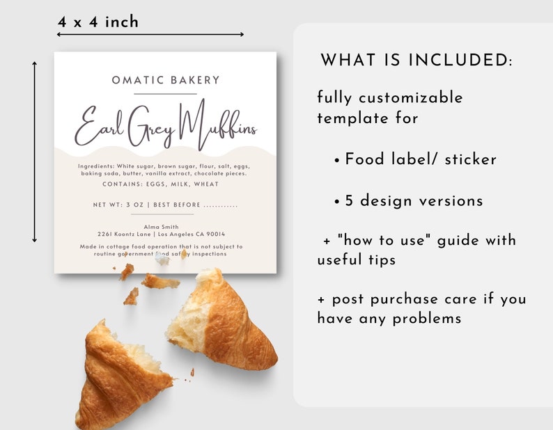 Editable Food License Label Template Custom Cottage Law - Etsy