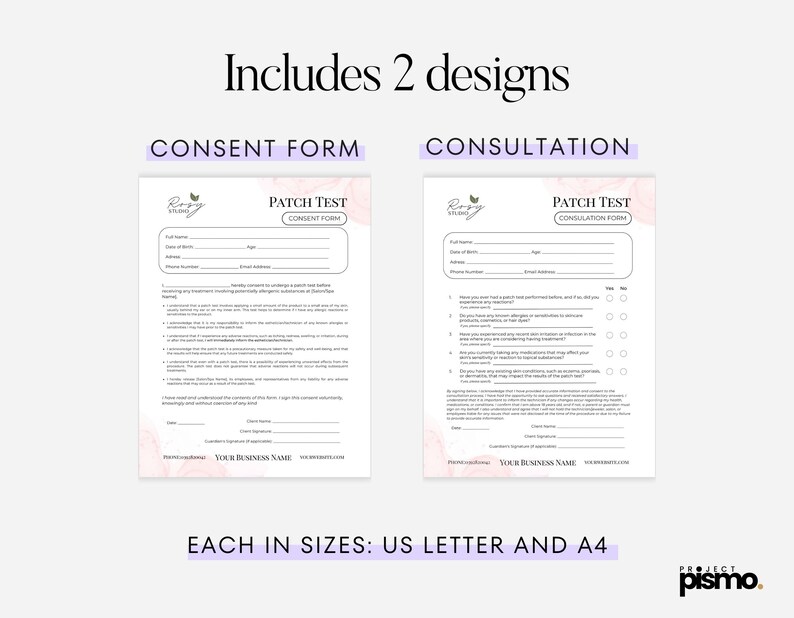 Patch Test Consent & Client Intake Form Template (editable) - Etsy