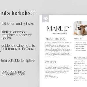 Editable Dog Resume, Pet Bio Cv, Renting Dog Profile, Foster Cat Bio ...