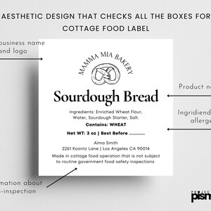 Sourdough Bread Label Template, Cottage Law Label, Custom Stickers for ...