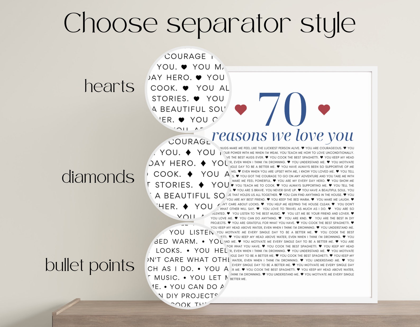 50 Reasons We Love You Printable Poster Customized Unique - Etsy