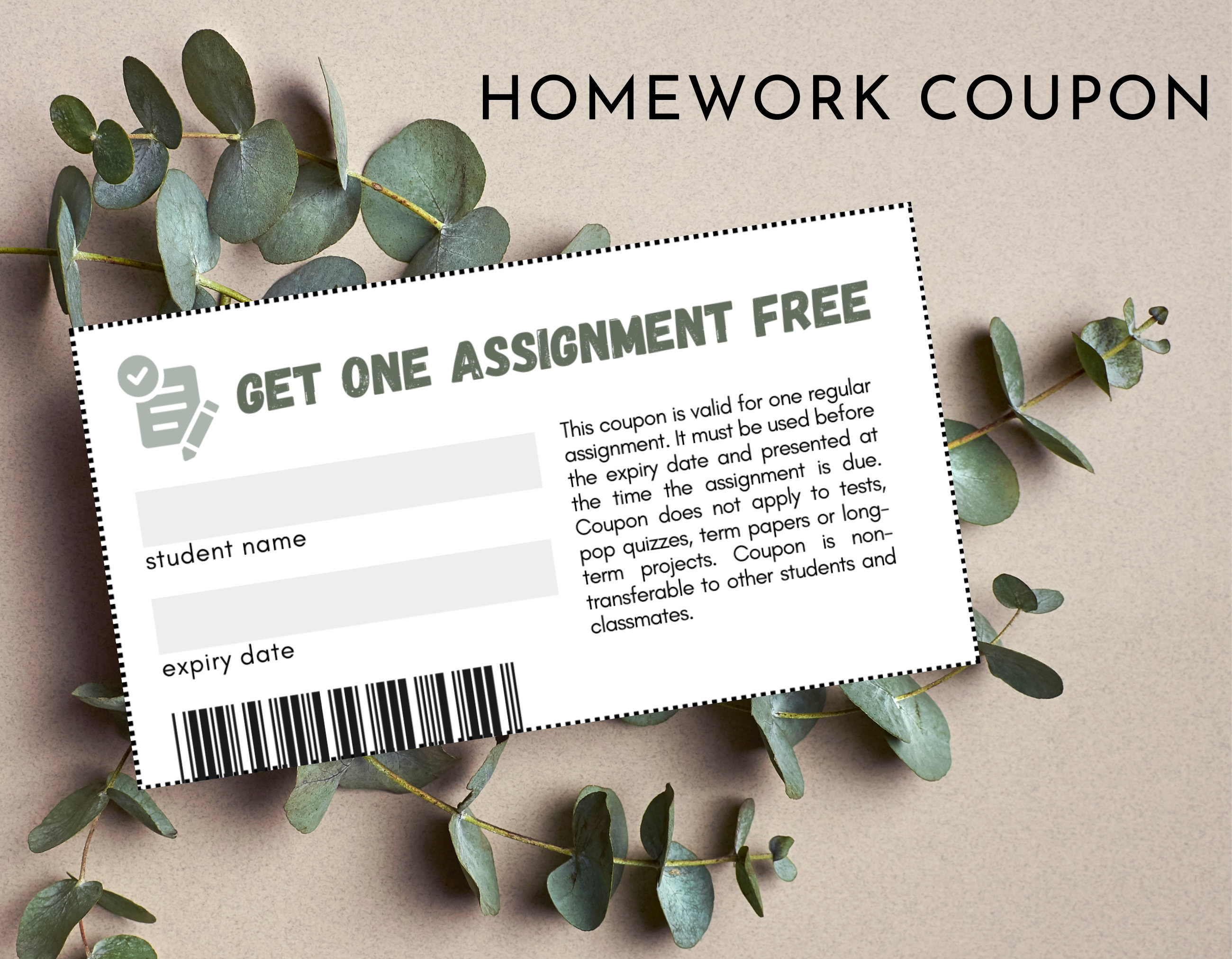 Homework Pass Coupon: One Free Assignment, Classroom Reward (PDF) - Etsy
