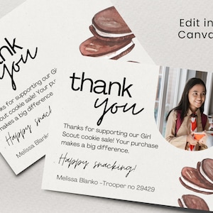 Printable Girl Scout Cookie Thank You Cards, Ready to Print PDF ...