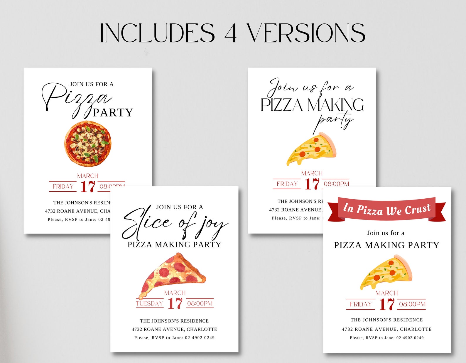 Editable Pizza Making Party Invitation Template Slice of Joy - Etsy