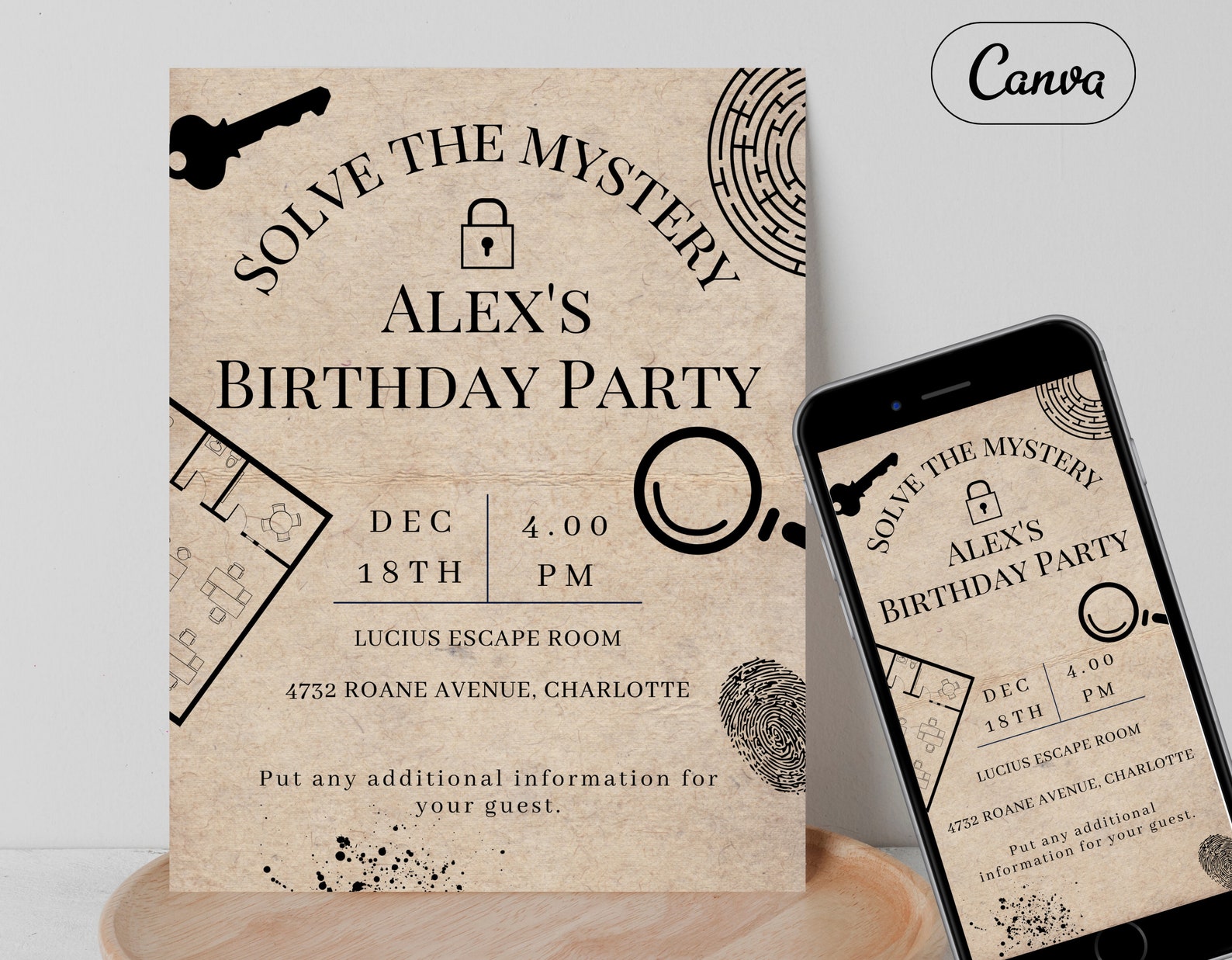 Escape Room Birthday Party Invite, Instant Editable Template, Escape ...