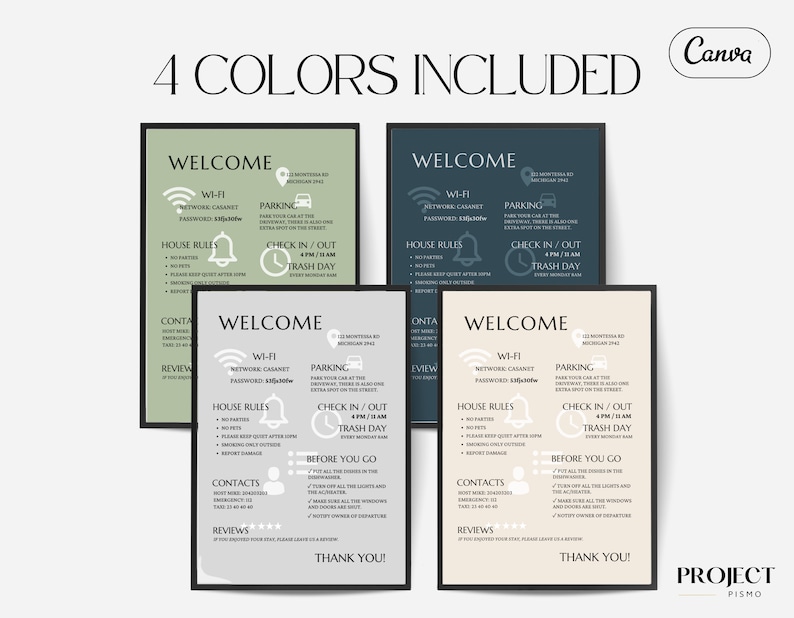 Editable Airbnb Welcome Sign Template: Vacation Rental Poster (digital ...