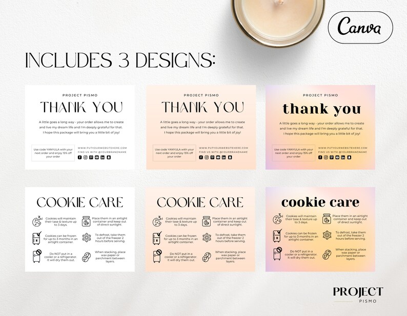Thank You Note Order Insert and Cookie Care Card for Home - Etsy