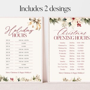 Editable Christmas Store Hours Sign Template, Printable Holiday Store ...