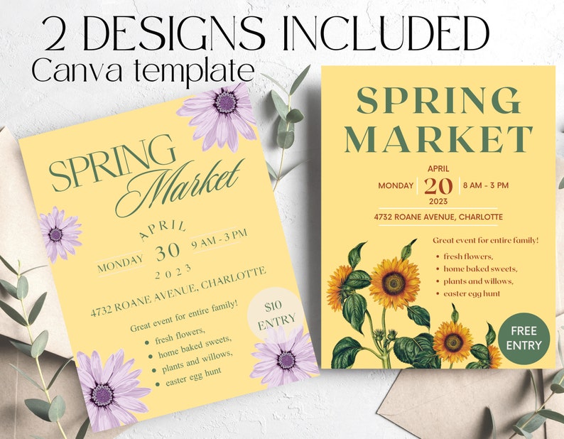 Editable Spring Market Flyer Template Outdoor Event Brochure - Etsy