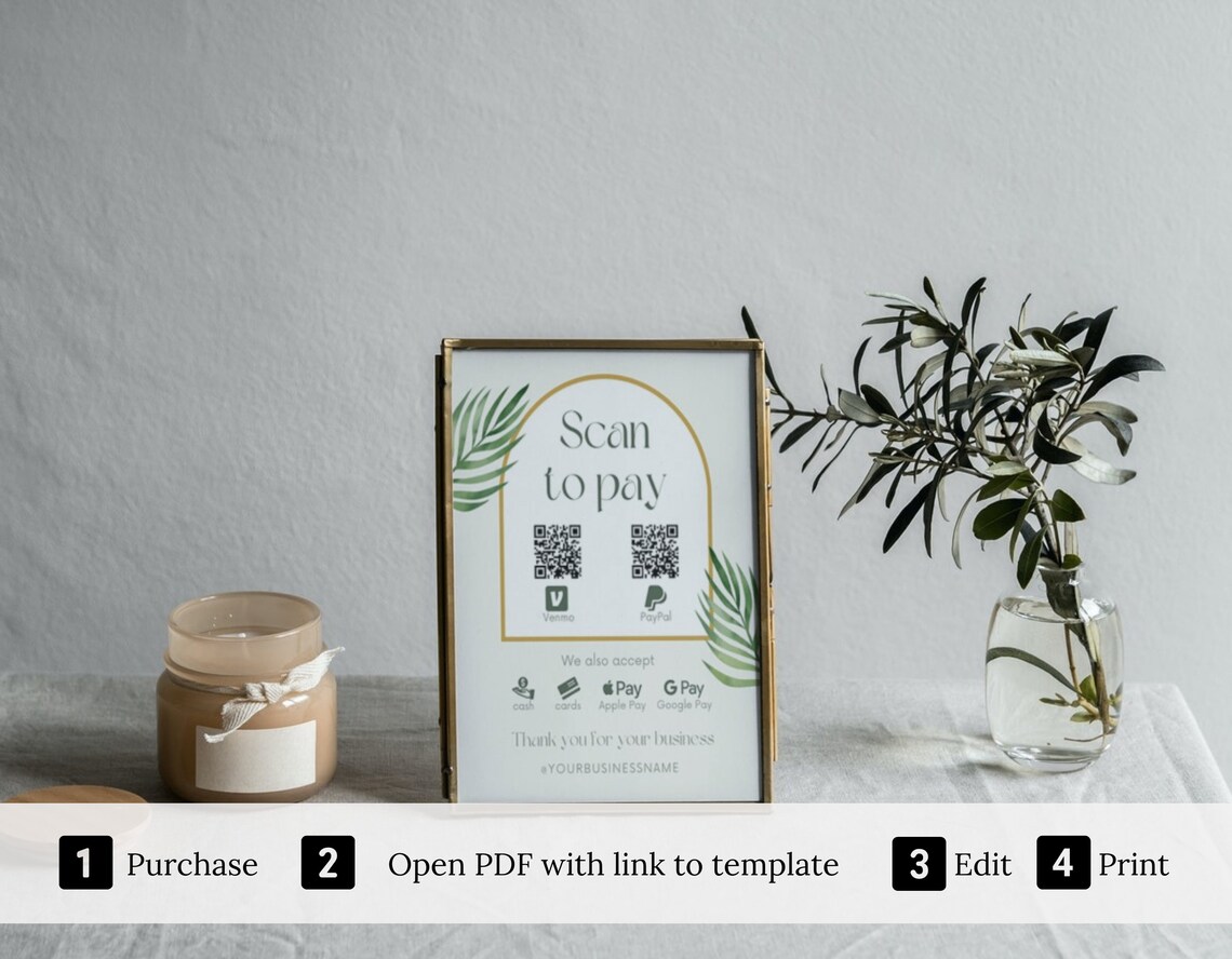 Scan to Pay Sign Printable Poster for Contactless Payments - Etsy