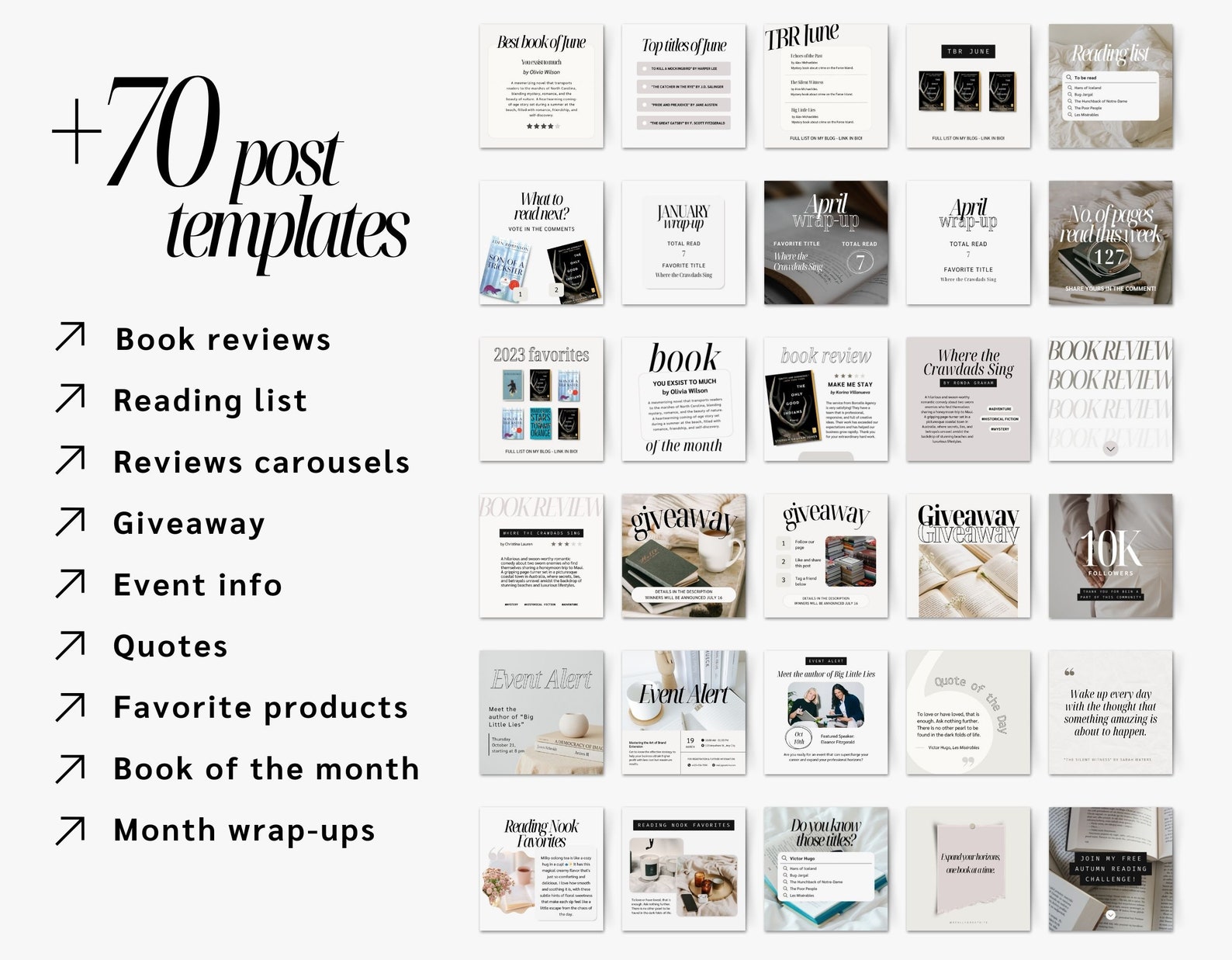 Modern Bookstagram Templates for Instagram - Ultimate Bundle, Cozy ...