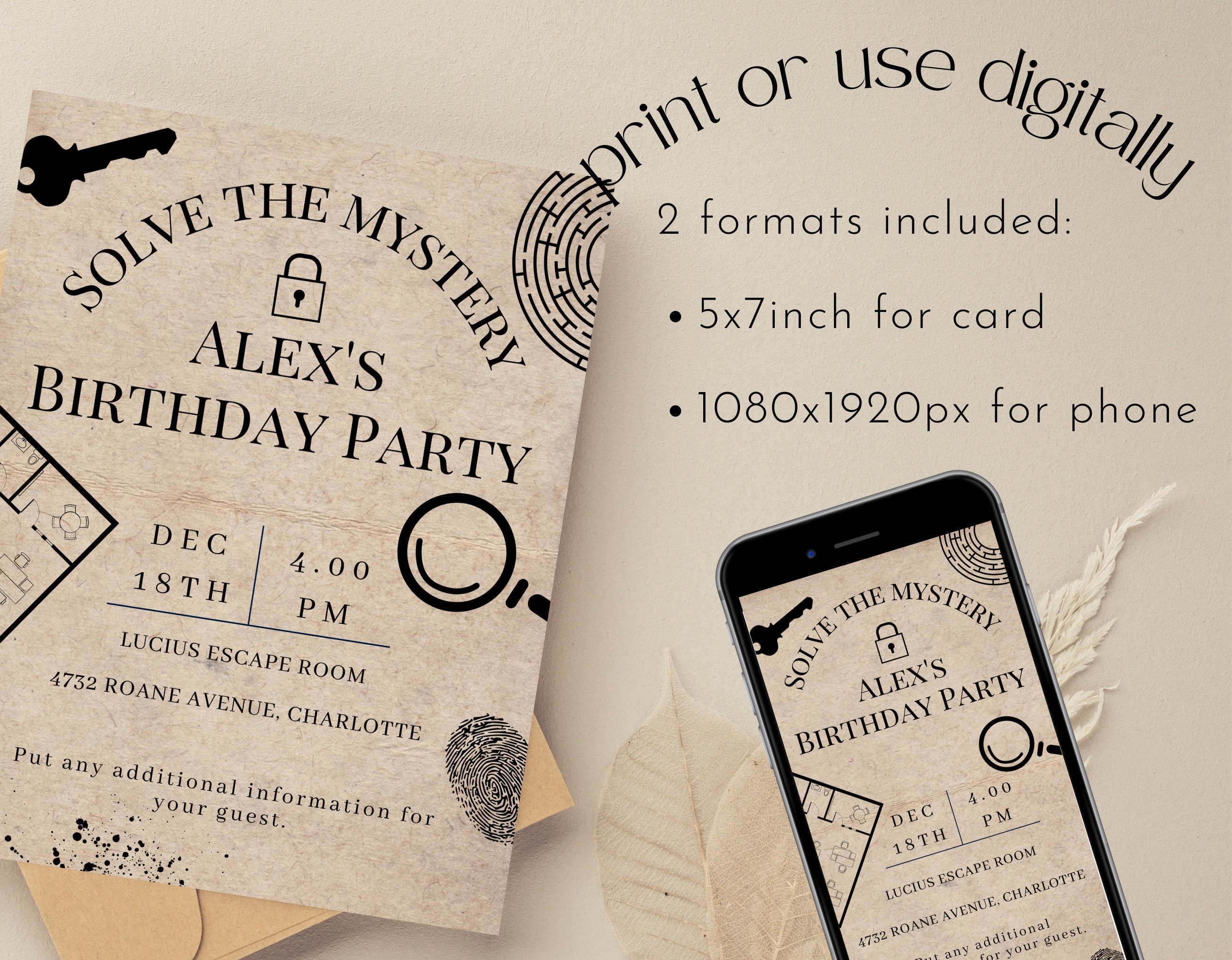 Escape Room Birthday Party Invite, Instant Editable Template, Escape ...