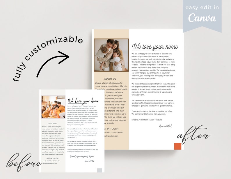 Home Offer Letter Canva Template Letter to Seller for Family - Etsy