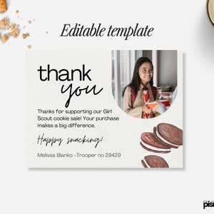 Printable Girl Scout Cookie Thank You Cards, Ready to Print PDF ...