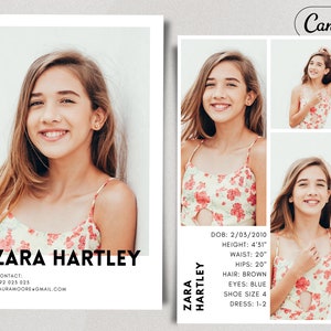 Kids Comp Card, Young Girl or Boy, Teen Model Portfolio, Casting Card ...