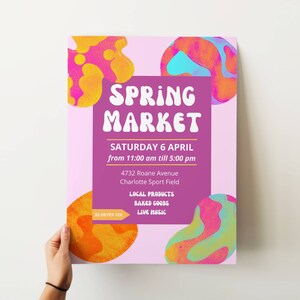 Spring Market Flyer Editable Template, Spring Fling Sign, Community ...