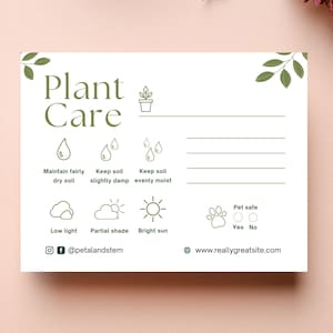 Plant Care Guide Card Template: Succulents, Herbs (canva Editable) - Etsy