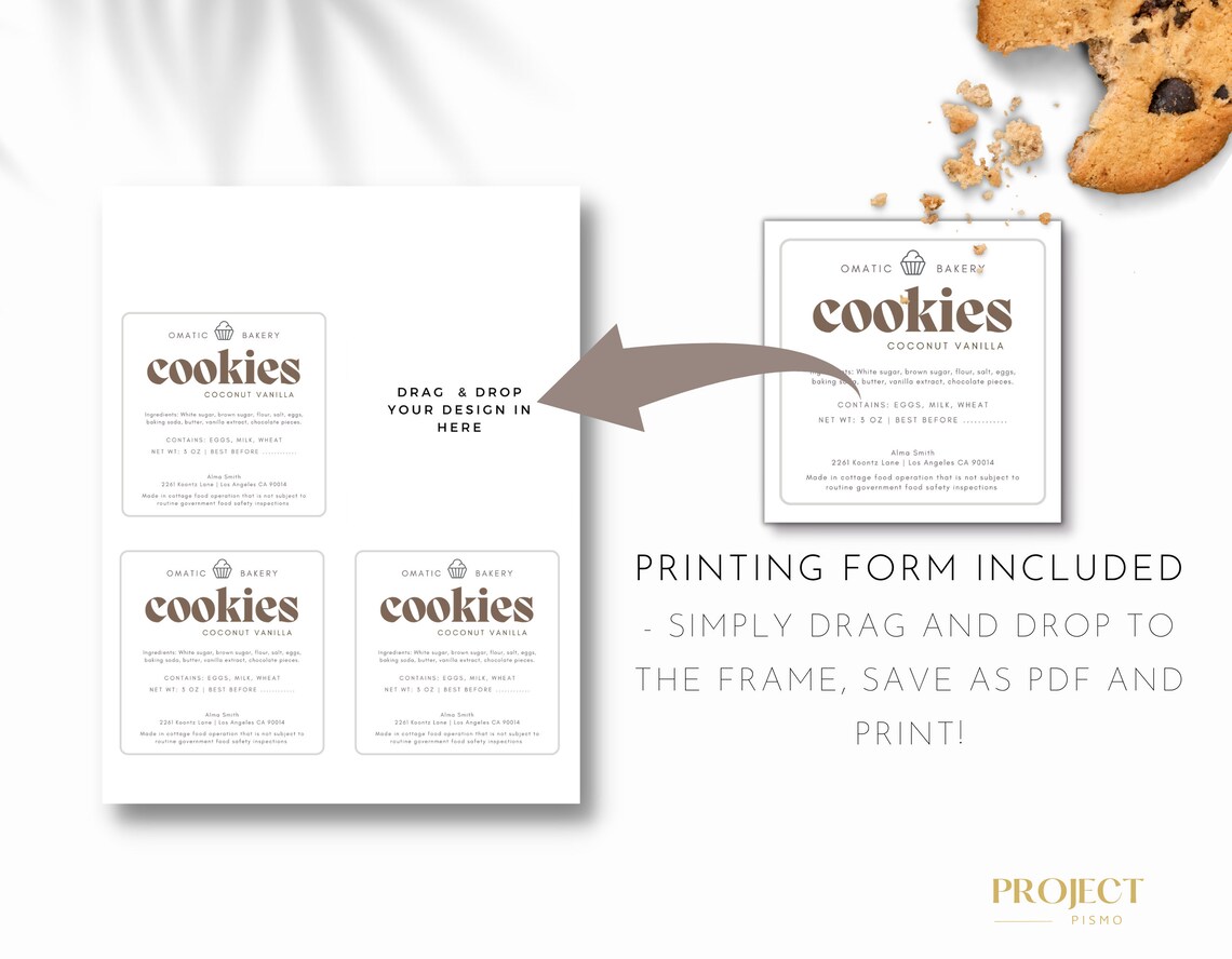 Home Bakery Cookie Sticker, Cottage Food Law Label Template Canva ...