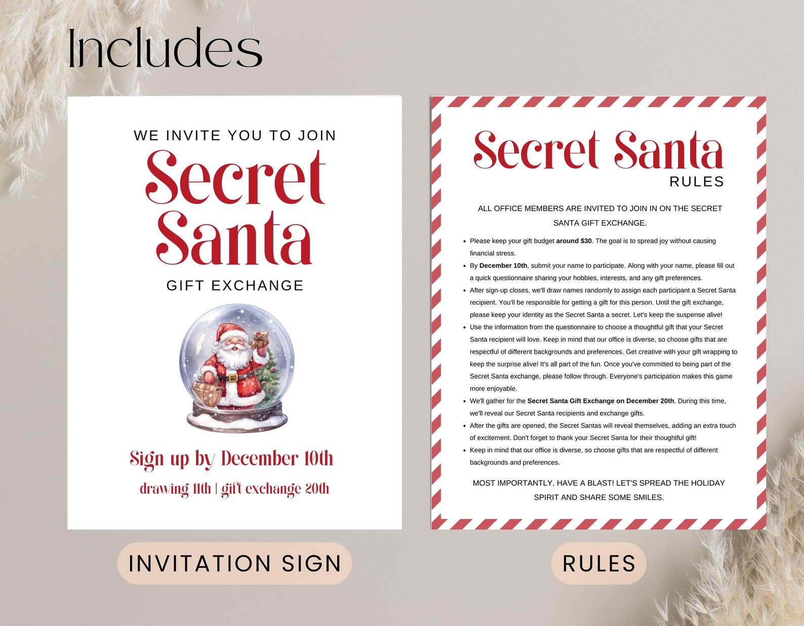 Secret Santa Template Bundle, Secret Santa Questionnaire, Printable ...