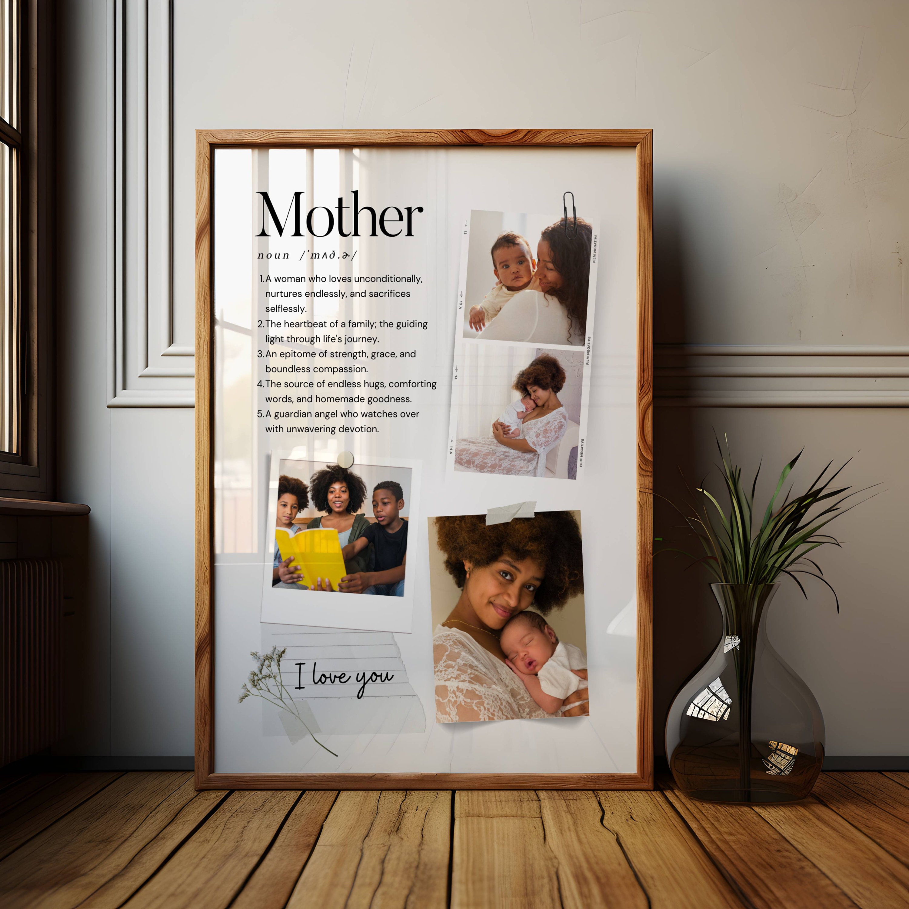 Personalized Mother Definition Poster With Photo Collage, Mom Photo ...