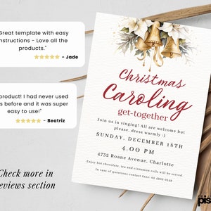 Christmas Caroling Event Invitation, Printable Winter Holiday Carol ...