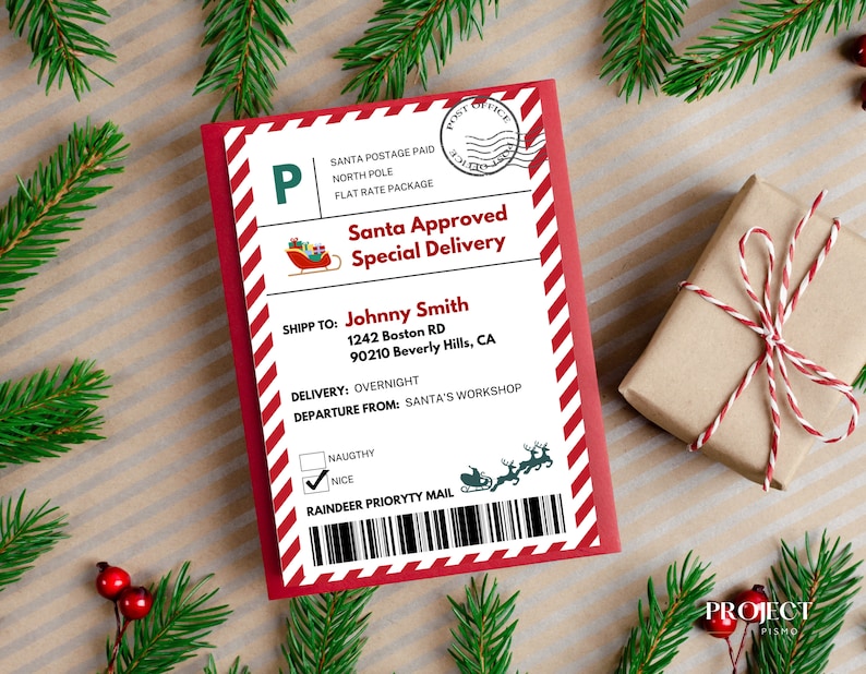 EDITABLE Santa Delivery Label Christmas Box Label Template - Etsy