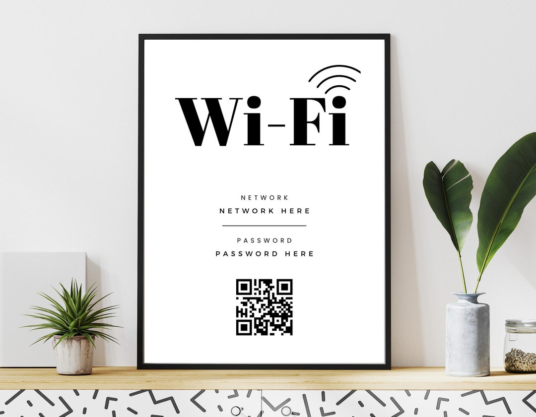 Editable Wifi Password Sign Template With QR Code (canva) - Etsy