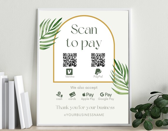 Scan to Pay Sign Printable Poster for Contactless Payments - Etsy