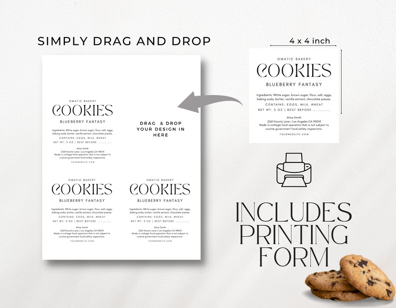 Cookie Label Cottage Food Sticker Canva Template Cupcake - Etsy