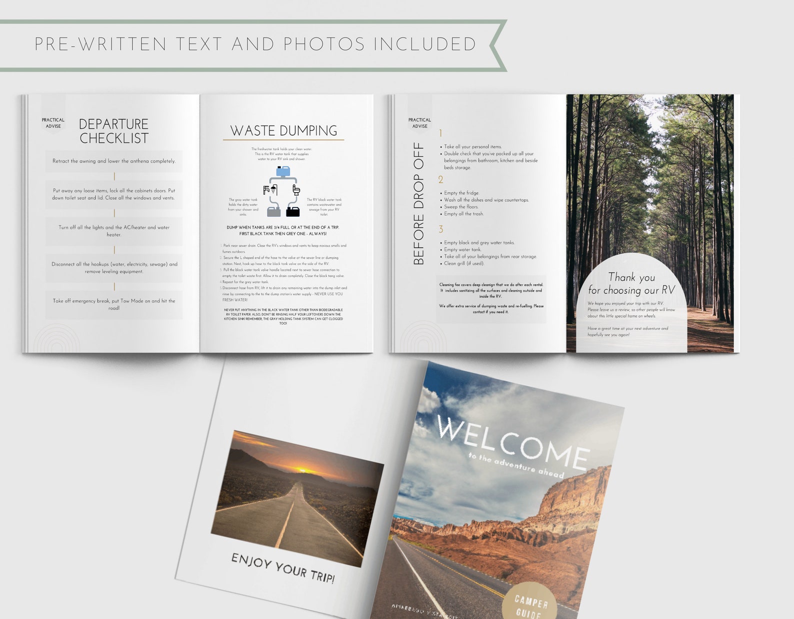 RV Rental Welcome Guidebook Template, Motorhome Binder, Camper Renters ...