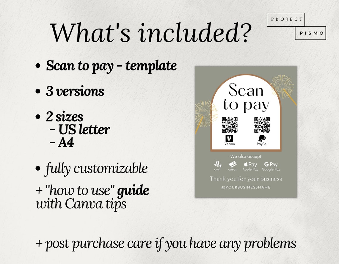 Scan to Pay Sign Printable Poster for Contactless Payments - Etsy