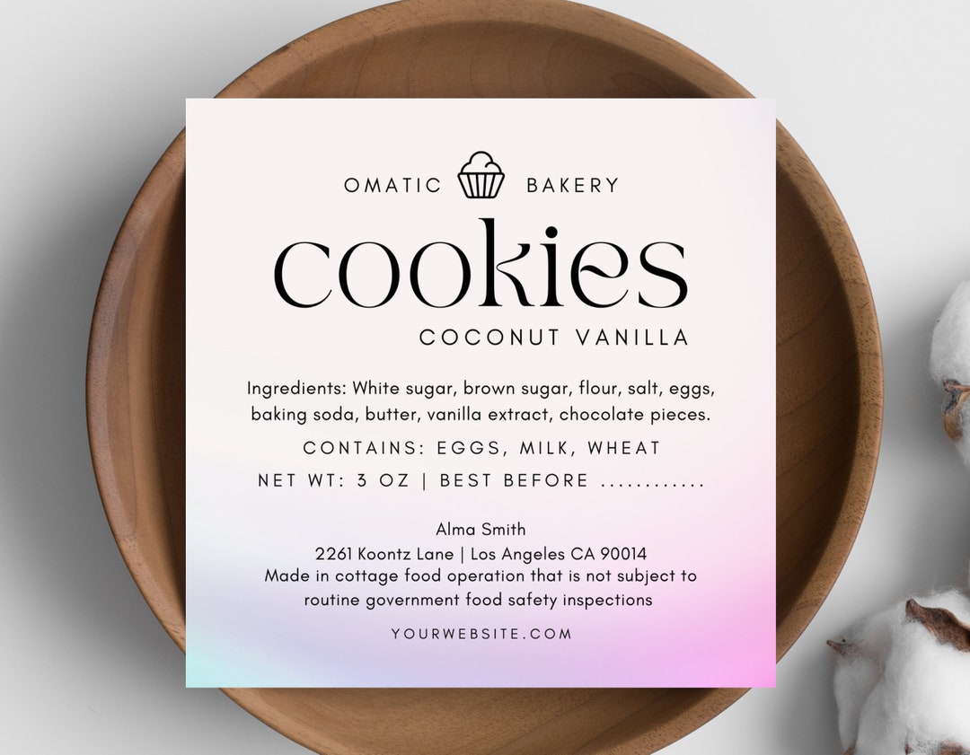 Editable Cookie Label Card Canva Template, Cookie Card Template ...