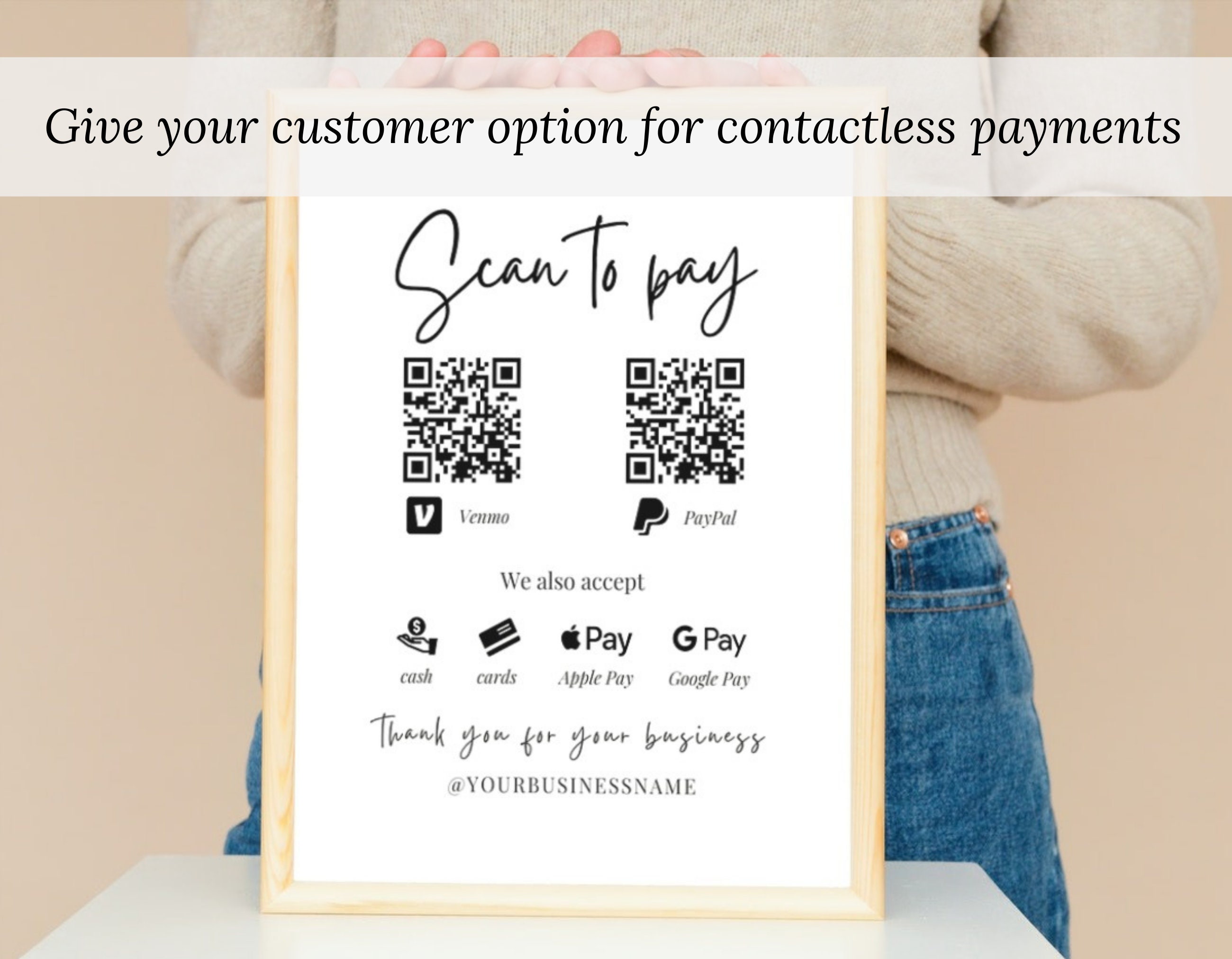 Minimalistic Scan Qr Code to Pay Payment Options Display - Etsy