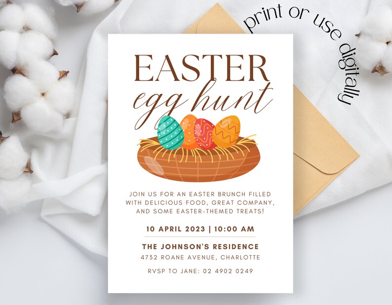 Editable Easter Egg Hunt Invitation Digital Canva Template - Etsy