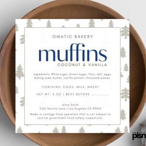 Christmas Cookies Square Label, Muffins Cottage Law for Food Licence ...