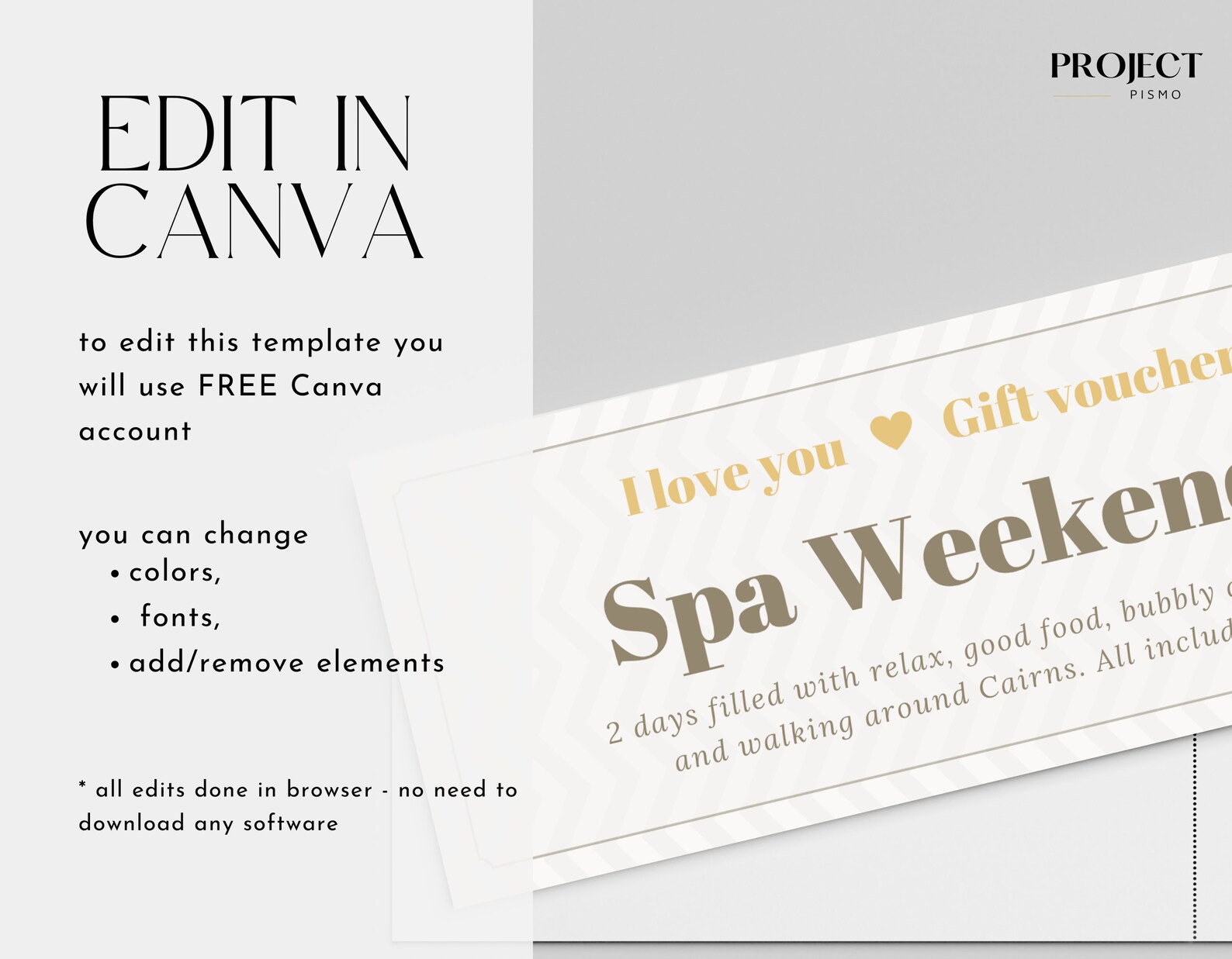 Spa Weekend Voucher Editable Template Printable Valentines - Etsy