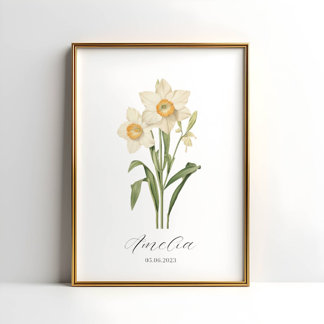 December Birth Flower Printable, Personalized Custom Name Poster ...