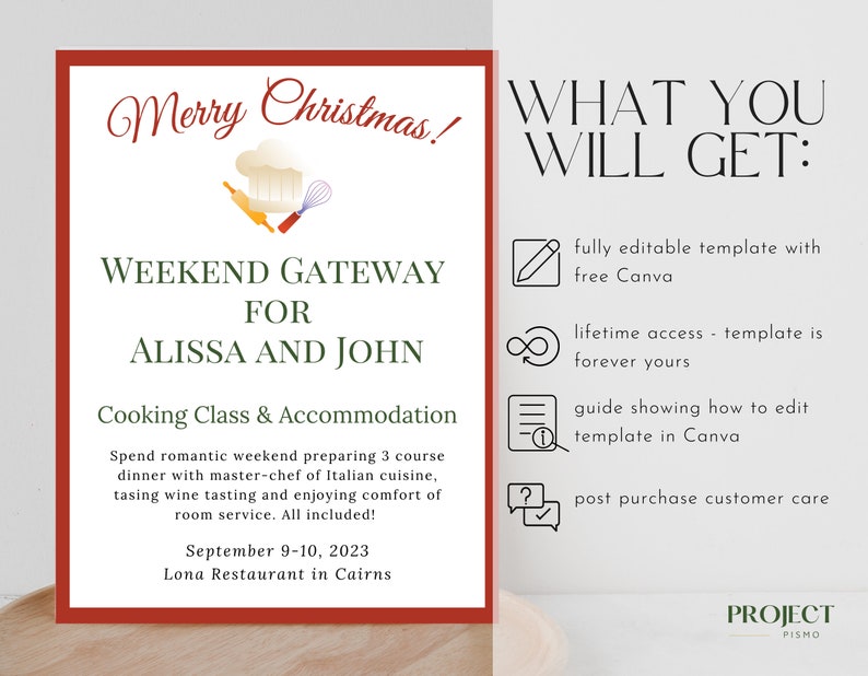 Editable Cooking Class Gift Certificate Template Custom - Etsy