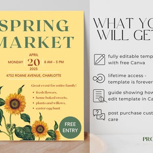 Editable Spring Market Flyer Template, Outdoor Event Brochure ...