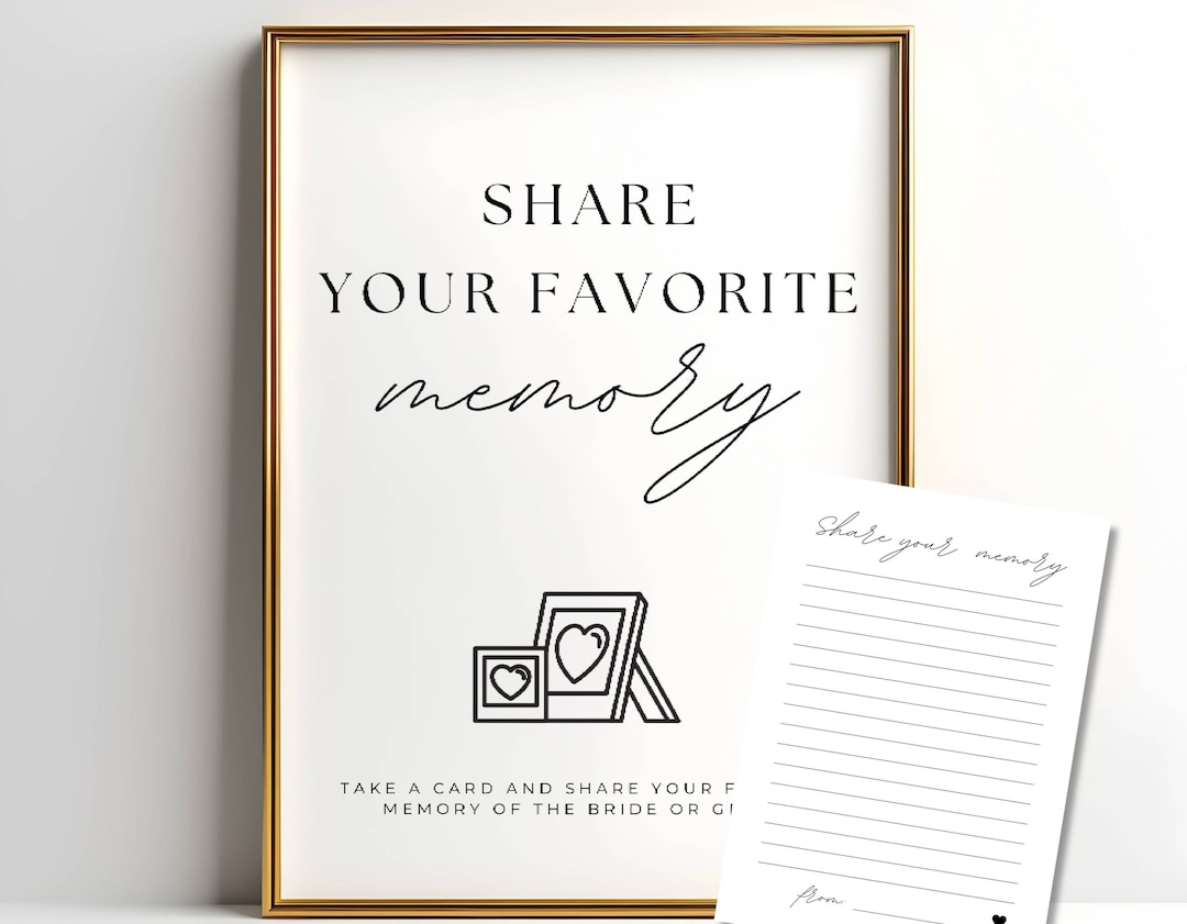 Share a Memory Sign and Card Template: Wedding Guest Book Alternative ...