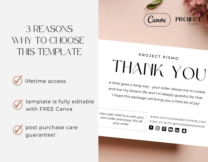 Thank You Note - Order Insert and Cookie Care Card for Home Bakery ...