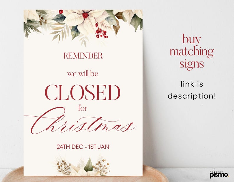 Editable Christmas Store Hours Sign Template, Printable Holiday Store ...