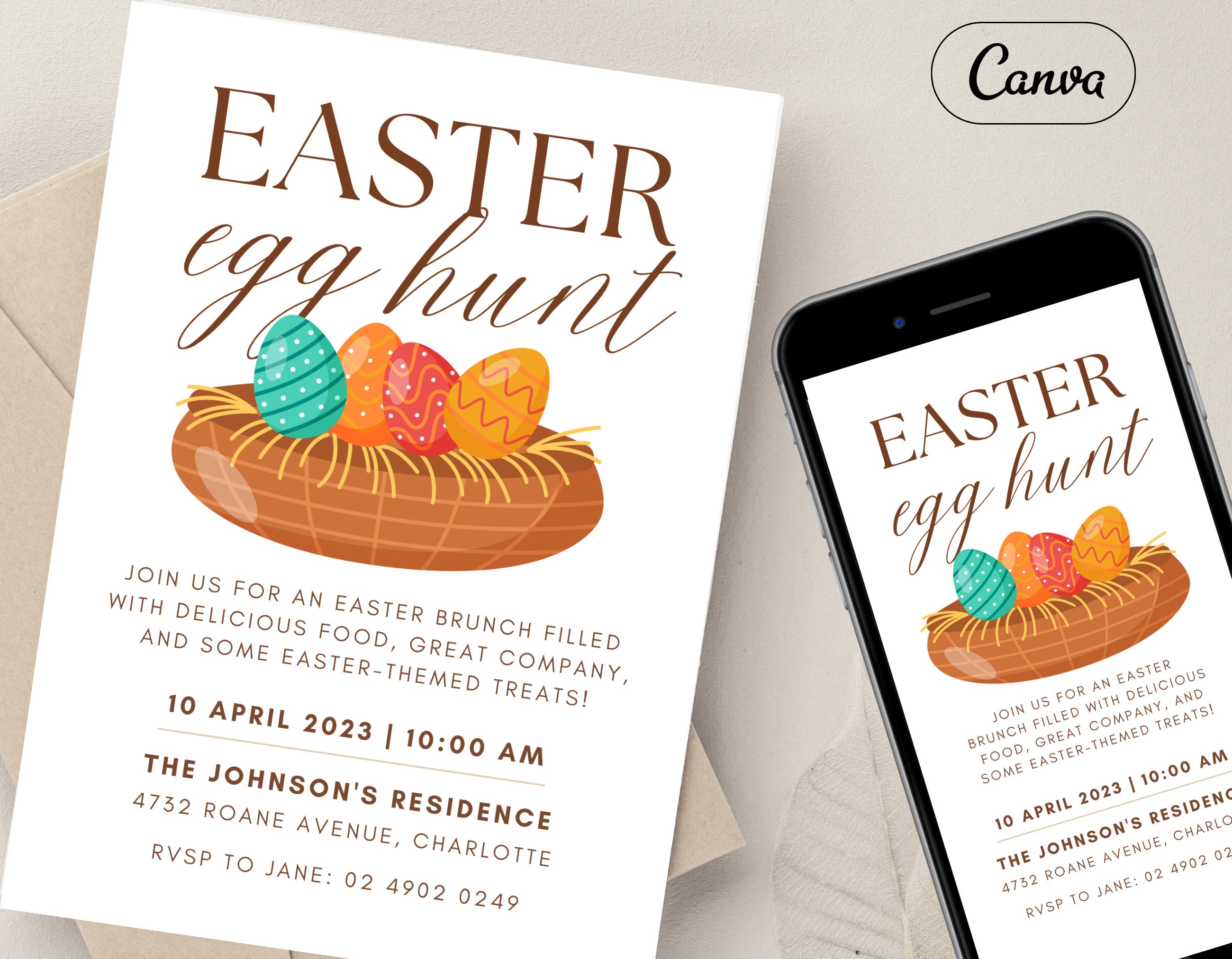 Editable Easter Egg Hunt Invitation Digital Canva Template - Etsy