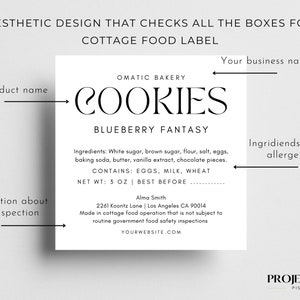 Cookie Label, Cottage Food Sticker Canva Template, Cupcake Ingredient ...