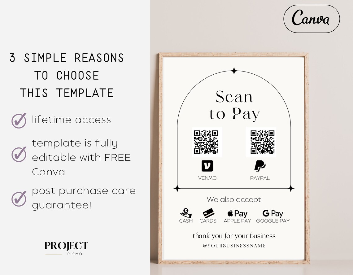 Minimalistic Scan to Pay Sign INSTANT DOWNLOAD Printable QR - Etsy
