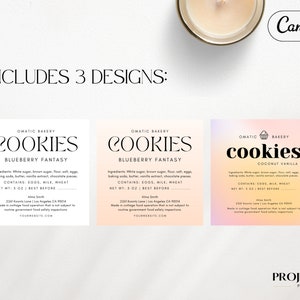 Cookie Label, Cottage Food Sticker Canva Template, Cupcake Ingredient ...