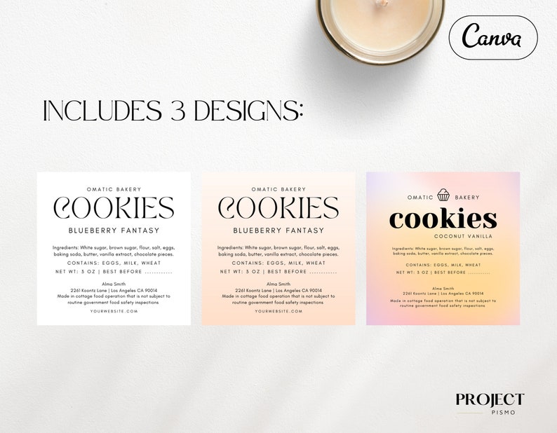 Cookie Label Cottage Food Sticker Canva Template Cupcake - Etsy